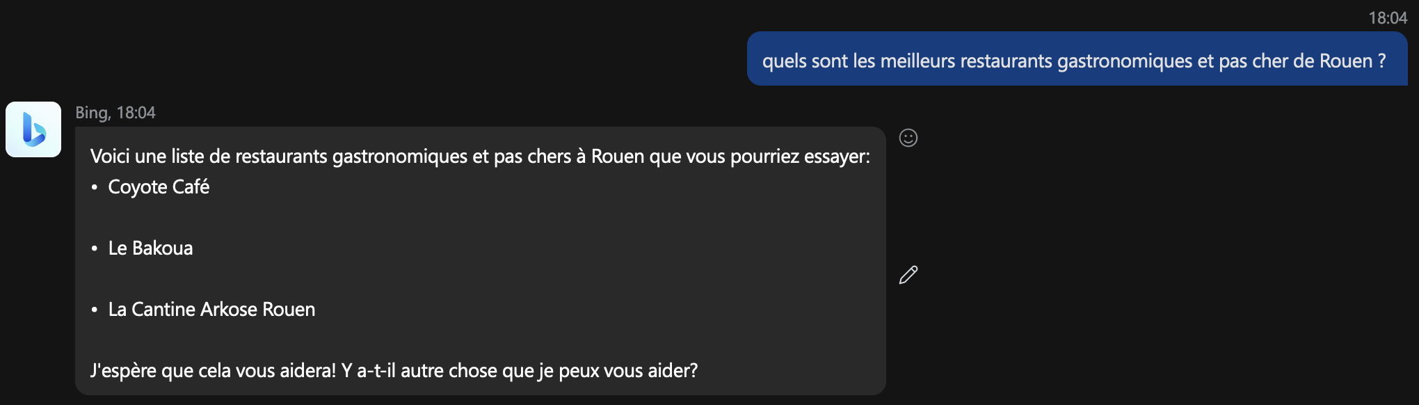 Test de l'intelligence artificielle de Bing disponible dans Skype