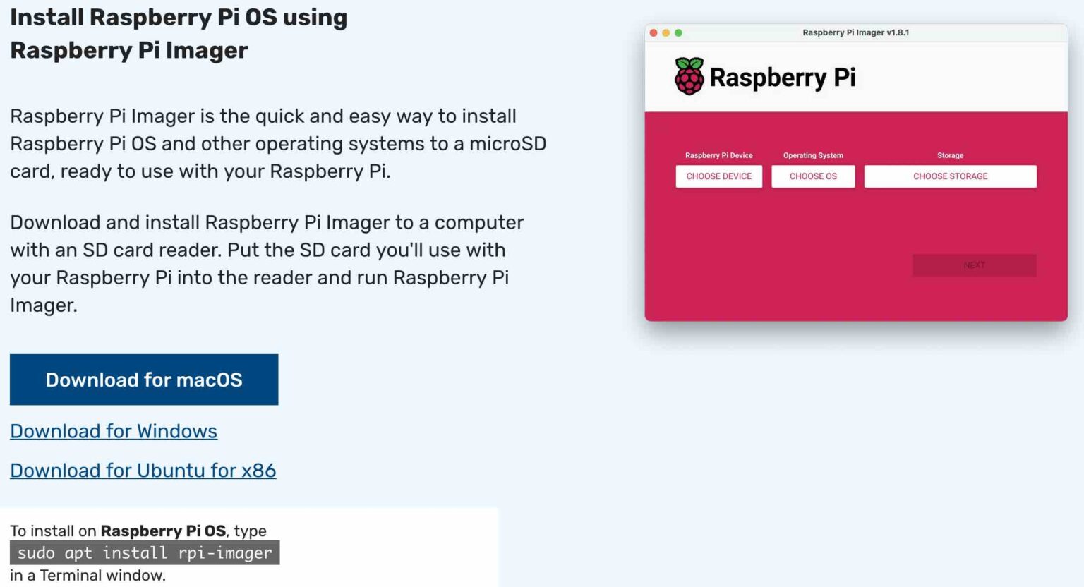 Installer Raspberry Pi OS avec rpi-imager sur Linux Ubuntu