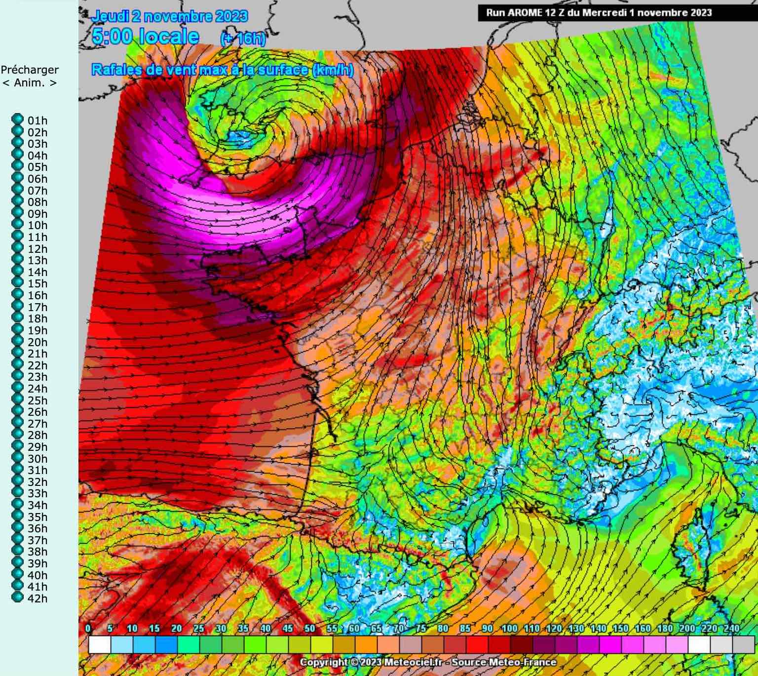 Comment surveiller la vitesse du vent de la tempête Ciarán
