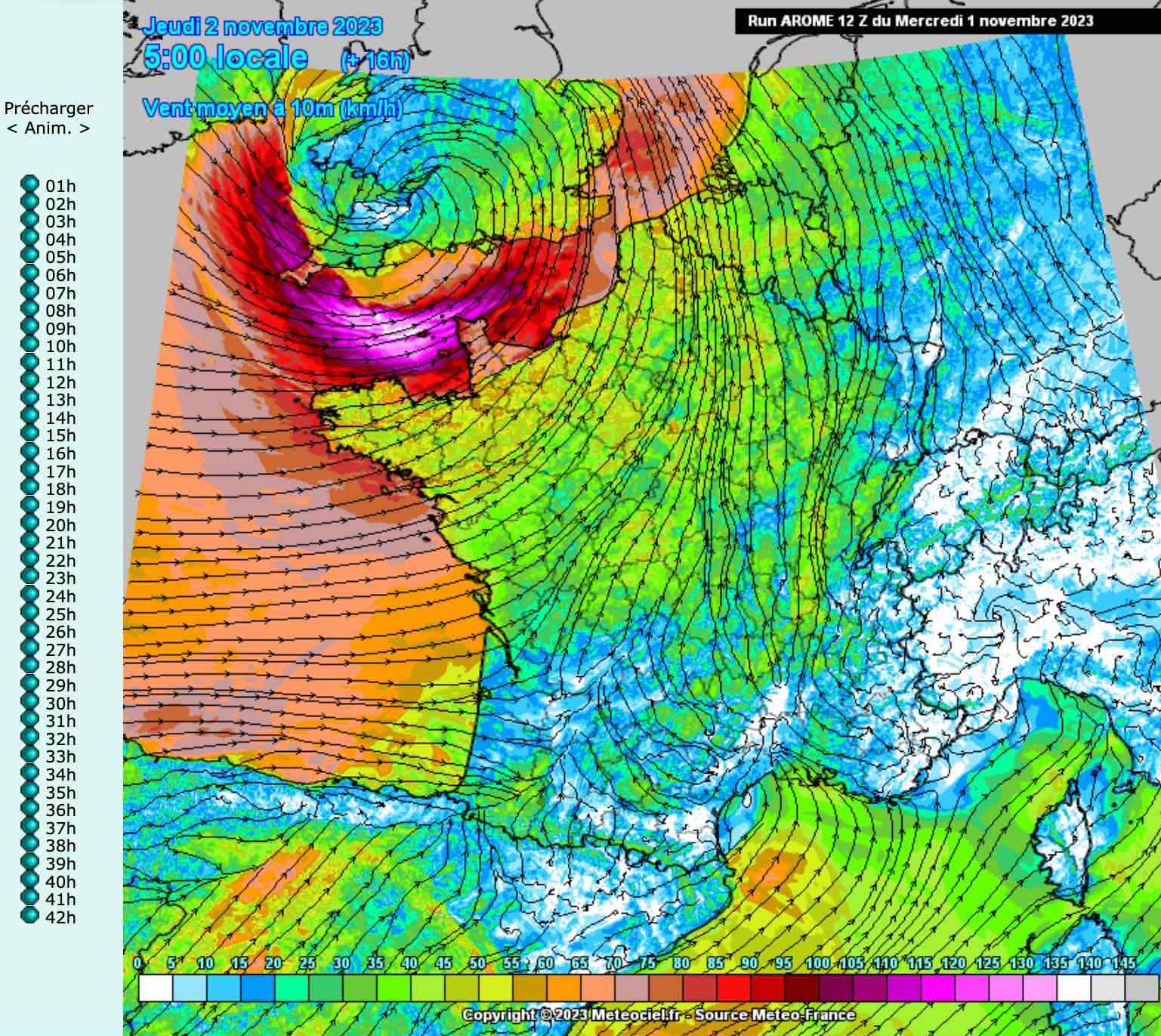 Comment surveiller la vitesse du vent de la tempête Ciarán