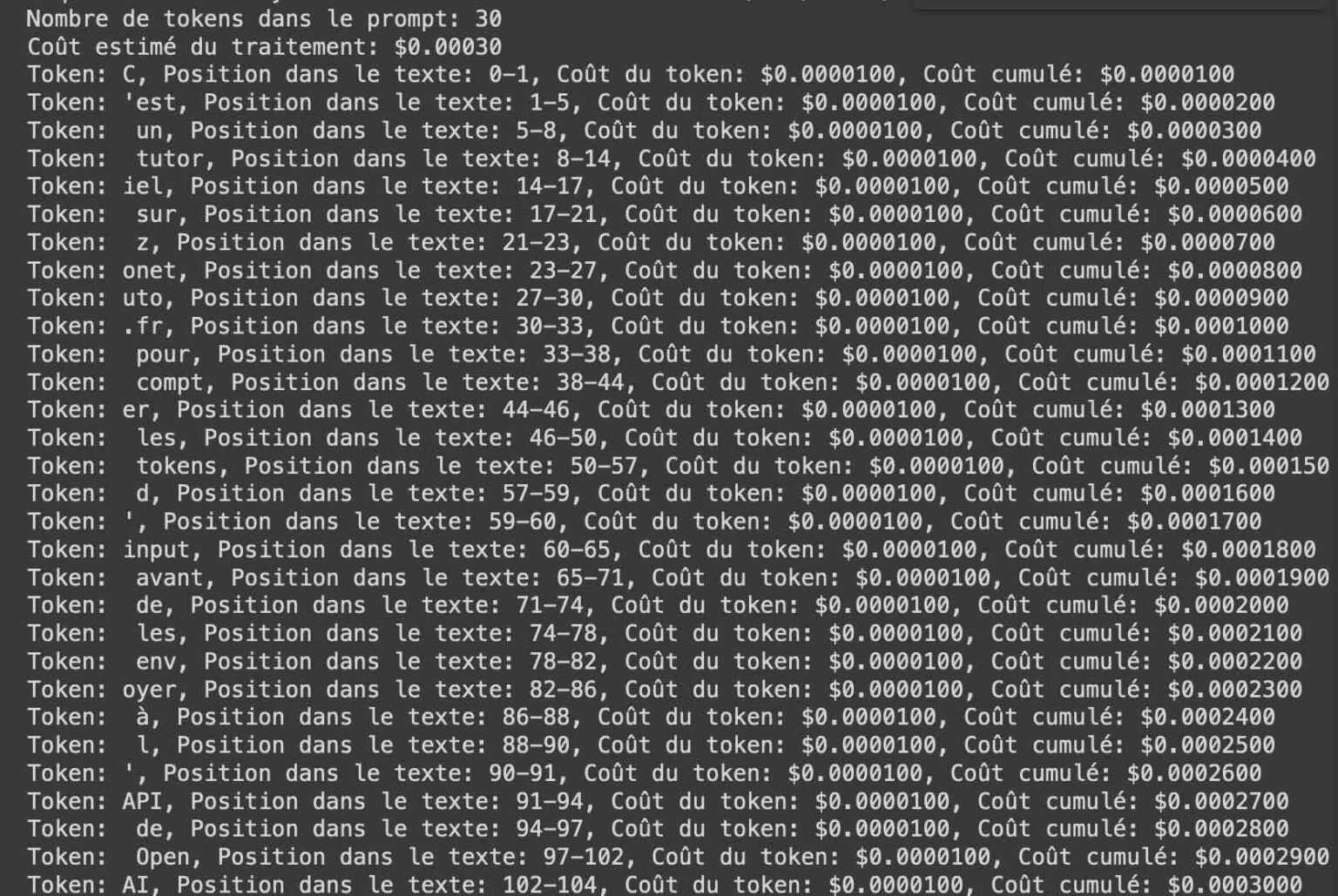 Compter le nombre de tokens avant une requête à l'API d'OpenAI