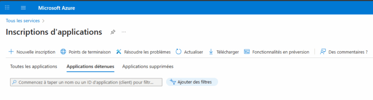 Créer une application Azure pour utiliser l'API Microsoft Graph